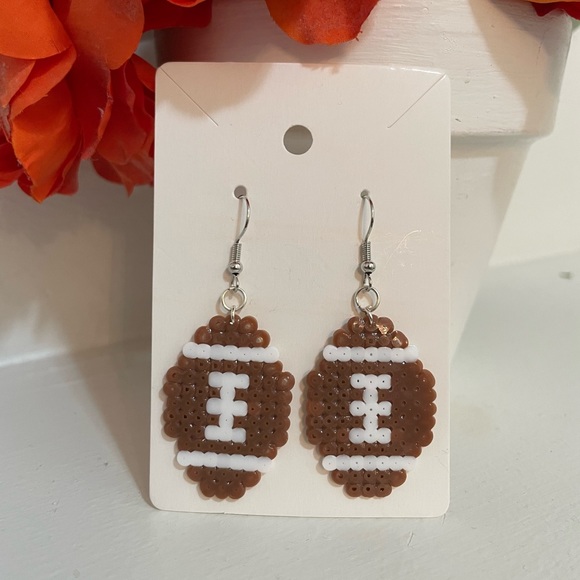 Hand Crafted | Jewelry | Perler Bead Football Earrings | Poshmark